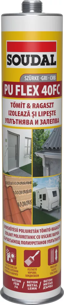 Soudal Pu Flex 40FC poliuretán tömítő és ragasztó szürke 300 ml - PannonPur